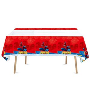 41 pcs Red Spiderman-Themed Party Supplies, 20 Plates, 20 Napkins and 1 Tablecloth, Spiderman Birthday Party Decorations for Boys and Girls