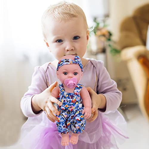 Kids Toys 12 Inch Reborn Baby Dolls for 2-5 Year Old Realistic Girl Doll Soft Vinyl Body Educational Toys Room Decor Hug Sleep Birthday Gifts Cute Stuff Sensory Toys Photography Props (Blue)