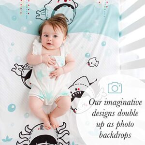 Rookie Humans 100% Cotton Sateen Fitted Crib Sheet: Dive in, Modern Nursery, Use as a Photo Background for Your Baby Pictures. Standard Crib Size (52 x 28 inches)