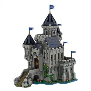 street view series moc-101775 medieval castle moc european medieval black falcon knight's castle assembled building blocks educational toy set compatible with l-e-g-o（3284pcs）