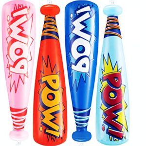 pow inflatable baseball bats - (pack of 12) oversized 20 inch inflatable toy bat, carnival prizes, goodie bag favors or superhero birthday party prizes for kids by bedwina