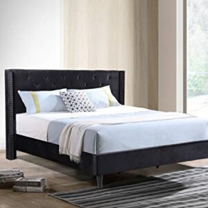 Home Life furBed00007_Suede_Queen_Black Platform Bed