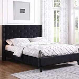 Home Life furBed00007_Suede_Queen_Black Platform Bed