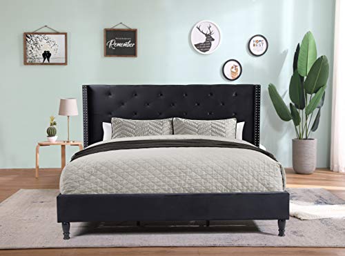 Home Life furBed00007_Suede_Queen_Black Platform Bed