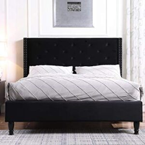 Home Life furBed00007_Suede_Queen_Black Platform Bed