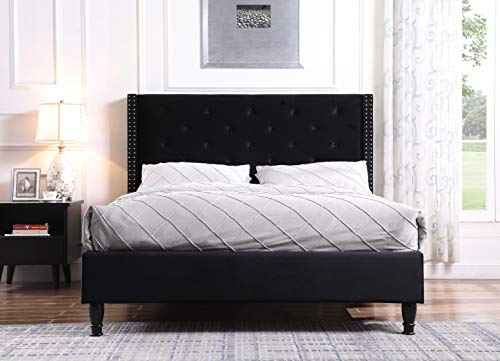 Home Life furBed00007_Suede_Queen_Black Platform Bed