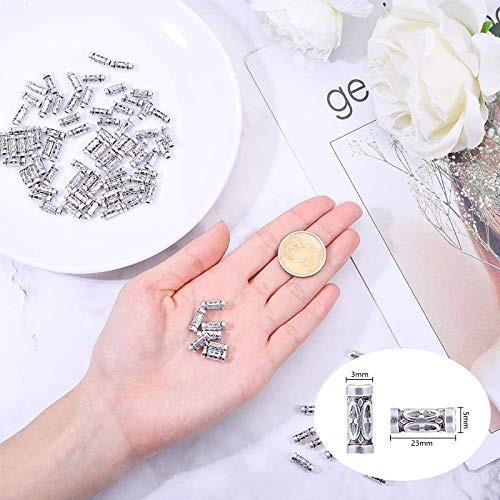 PH PandaHall 100pcs Column Spacer Beads Tibetan Tube Beads Alloy Antique Silver Metal Jewelry Spacers Loose Beads Charms for Bracelet Necklace DIY Jewelry Making, 13x5mm, Hole: 3mm