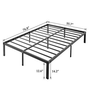 VECELO 14" Full Metal Platform Bed Frame,Heavy Duty Steel Slat/Easy Assembly Mattress Foundation/No Box Spring Needed