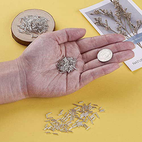 Pandahall 1250pcs/50g Silver Lined Glass Bugle Beads 6x1.8mm Clear Tube Loose Glass Seed Spacer Beads for Jewelry Making (FloralWhite)