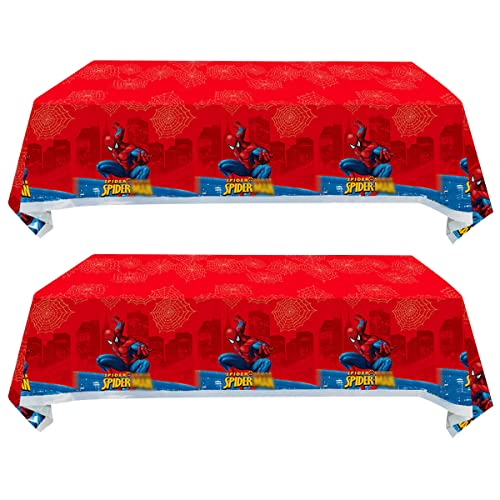 2pc Spider Themed Birthday Party Decorations,Plastic Tablecloth Hero Party Table Covers for Superhero Kids Birthday Party Supplies, 70 inches x 42 inches