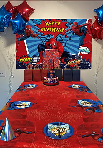 2pc Spider Themed Birthday Party Decorations,Plastic Tablecloth Hero Party Table Covers for Superhero Kids Birthday Party Supplies, 70 inches x 42 inches