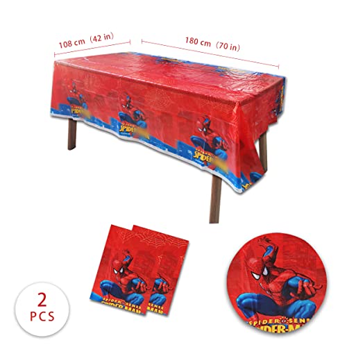 2pc Spider Themed Birthday Party Decorations,Plastic Tablecloth Hero Party Table Covers for Superhero Kids Birthday Party Supplies, 70 inches x 42 inches