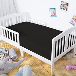 NTBAY 100% Brushed Microfiber Fitted Crib Sheet, Super Soft and Cozy 28x52 Crib Sheet for Standard Crib and Toddler Mattresses, Boys, Girls, Unisex, Black, 28x52 Inches