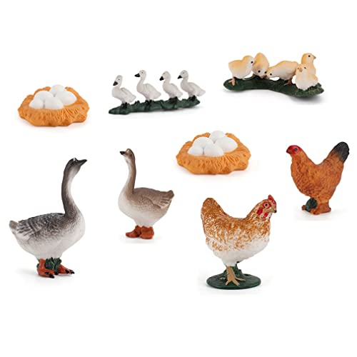 BLAPNK 8 Pcs Chicken and Goose Animal Life Cycle Growth Model Figure Classroom School Projects Party Supplies Cake Topper Amphibian Toys Figurine Science Educational Prop