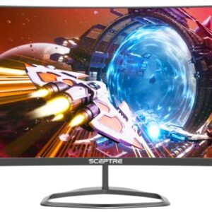 Sceptre Curved 24.5-inch Gaming Monitor up to 240Hz 1080p R1500 1ms DisplayPort x2 HDMI x2 Blue Light Shift Build-in Speakers, Machine Black 2023 (C255B-FWT240)