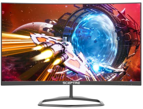 Sceptre Curved 24.5-inch Gaming Monitor up to 240Hz 1080p R1500 1ms DisplayPort x2 HDMI x2 Blue Light Shift Build-in Speakers, Machine Black 2023 (C255B-FWT240)