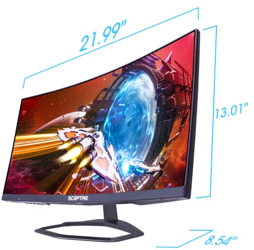 Sceptre Curved 24.5-inch Gaming Monitor up to 240Hz 1080p R1500 1ms DisplayPort x2 HDMI x2 Blue Light Shift Build-in Speakers, Machine Black 2023 (C255B-FWT240)