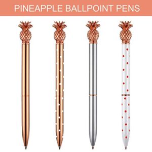 Pineapple Pens Metal Ballpoint Pens Rose Gold Pens for School Office Supplies, 1.0 mm, Black Ink (4 Pieces)