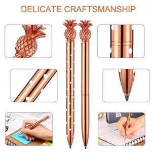 Pineapple Pens Metal Ballpoint Pens Rose Gold Pens for School Office Supplies, 1.0 mm, Black Ink (4 Pieces)