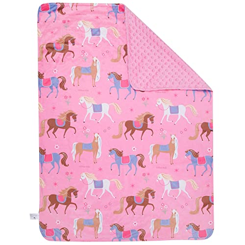 Wildkin Cotton Fitted Crib Sheet Bundle with Plush Throw Blanket (Horses)