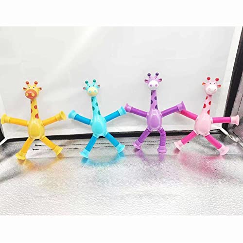 Pop Tube Fidget Toy, Giraffe Tube Toy, Telescopic Suction Cup Tube Giraffe Toy, Cartoon Telescopic Pipe Giraffe, Giraffe Toy Educational, Cartoon Puzzle Parent-Child Interactive Toy (24PC Multicolor)