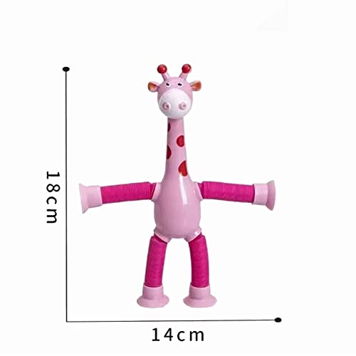 Pop Tube Fidget Toy, Giraffe Tube Toy, Telescopic Suction Cup Tube Giraffe Toy, Cartoon Telescopic Pipe Giraffe, Giraffe Toy Educational, Cartoon Puzzle Parent-Child Interactive Toy (24PC Multicolor)