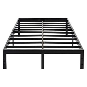 ominight 14 inches high queen bed frame 3500lbs heavy duty steel slat support metal platform no box spring needed noise free-black