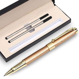 1314 free engraving pen personalized custom pens roller ballpen, rose gold ballpoint pen, ball pen, medium refill pen black ink, custom gifts for men, women, classy gift box (rose gold style 1)