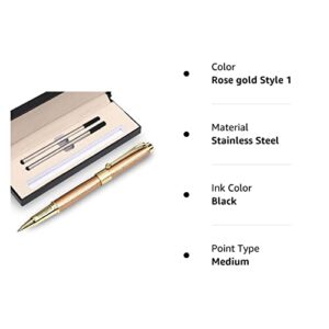 1314 Free Engraving pen Personalized custom pens Roller Ballpen, rose gold Ballpoint pen, Ball pen, Medium Refill Pen Black Ink, Custom Gifts for Men, Women, Classy Gift Box (rose gold Style 1)