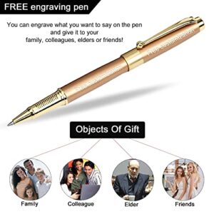 1314 Free Engraving pen Personalized custom pens Roller Ballpen, rose gold Ballpoint pen, Ball pen, Medium Refill Pen Black Ink, Custom Gifts for Men, Women, Classy Gift Box (rose gold Style 1)