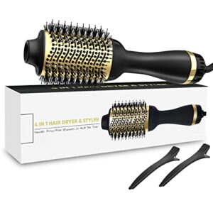 Hair Dryer Brush, lpstea 4 in 1 Hot Air Brush, One Step Hair Dryer & Styler Volumizer with Enhanced Titanium Barrel, Blow Dryer Brush for Women (Gold)