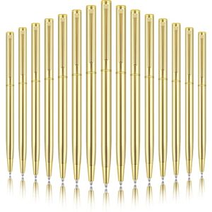 zonon gold slim ballpoint pens black ink 1 mm medium point metallic retractable pens gold metal pen for wedding business office supplies students teachers christmas present (15 pieces)