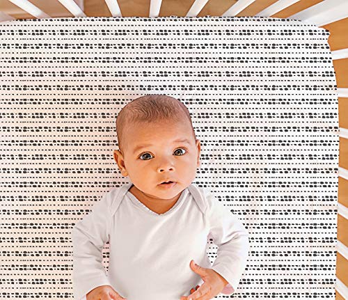 The Peanutshell Fitted Crib Sheet Set for Baby Boys or Girls | Zoo Animals and Tribal Stripes | Unisex 2 Pack Set