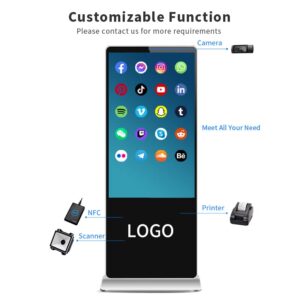 Android System Touch Screen Digital Signage Kiosk 50 inch Floor Standing LCD Advertising Player, UHD WiFi Remote Control