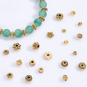 NBEADS About 100g Tibetan Style Alloy Spacer Beads,20 Styles Random Mixed Metal Flower Cone Round Column Spacer Beads for DIY Jewelry Craft Making