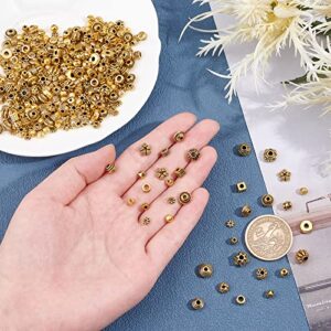 NBEADS About 100g Tibetan Style Alloy Spacer Beads,20 Styles Random Mixed Metal Flower Cone Round Column Spacer Beads for DIY Jewelry Craft Making