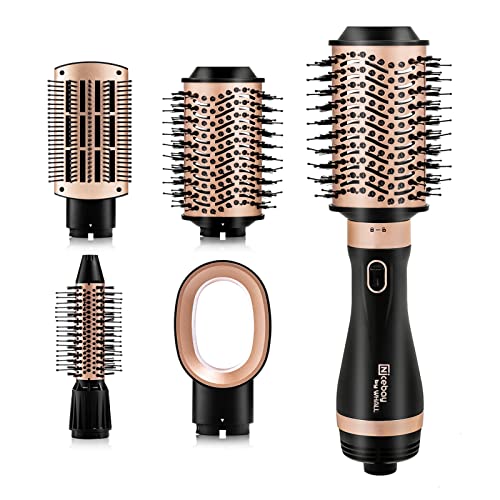 Nicebay Hair Dryer Brush Blow Dryer Brush in One,Round Blow Dry Brush for Blow Drying, One Step Blow Out Hot Air Brush,3 Temperature, Negative Ion,4 in 1 Detachable Blowout Brush Hair Dryer for Women