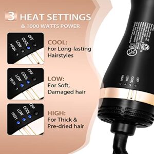 Nicebay Hair Dryer Brush Blow Dryer Brush in One,Round Blow Dry Brush for Blow Drying, One Step Blow Out Hot Air Brush,3 Temperature, Negative Ion,4 in 1 Detachable Blowout Brush Hair Dryer for Women