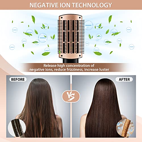 Nicebay Hair Dryer Brush Blow Dryer Brush in One,Round Blow Dry Brush for Blow Drying, One Step Blow Out Hot Air Brush,3 Temperature, Negative Ion,4 in 1 Detachable Blowout Brush Hair Dryer for Women