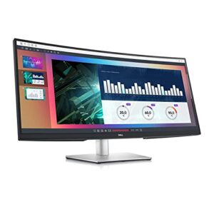 Dell P-Series P3421W 34-Inch Wide Quad High Definition Curved USB-C IPS Monitor (Black) Bundle with HD Webcam for Video Conferencing, Recording, and Streaming (Black) (2 Items)