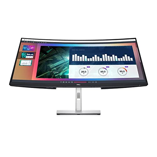 Dell P-Series P3421W 34-Inch Wide Quad High Definition Curved USB-C IPS Monitor (Black) Bundle with HD Webcam for Video Conferencing, Recording, and Streaming (Black) (2 Items)