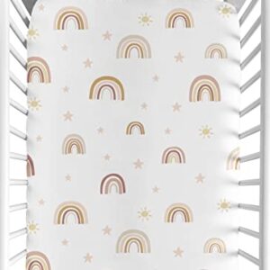 Sweet Jojo Designs Boho Rainbow Girl Fitted Crib Sheet Baby or Toddler Bed Nursery - Blush Pink Dusty Rose Gold Yellow Mauve Taupe Beige Tan Bohemian Stars Sun Celestial Vintage Sky