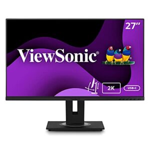 ViewSonic VG2755-2K 27 Inch IPS 1440p Monitor with USB 3.1 Type C HDMI DisplayPort and 40 Degree & Nulaxy Laptop Stand, Ergonomic Aluminum Laptop Computer Stand, Detachable Laptop Riser