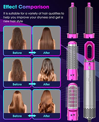 EWSBI Hair Dryer Brush Set，5 in 1 Detachable Blow Dryer Brush with Negative Ion Technology, Suitable for Straightening, Curling, Blow Drying of Hot Air Brush