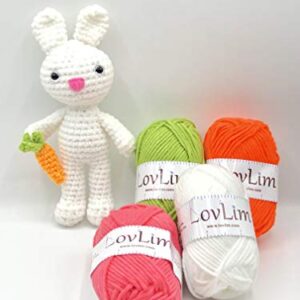 LovLim Crochet Yarn kit, 16 Soft Cotton Yarn Skeins,1000+ Yards, for Crochet and Knitting, Free Crochet/Amigurumi Patterns, Craft DK Yarn Perfect Starter Kit