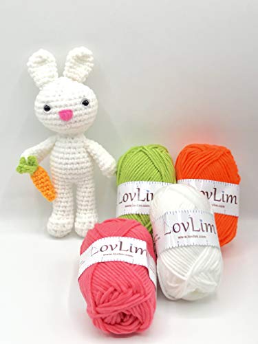 LovLim Crochet Yarn kit, 16 Soft Cotton Yarn Skeins,1000+ Yards, for Crochet and Knitting, Free Crochet/Amigurumi Patterns, Craft DK Yarn Perfect Starter Kit