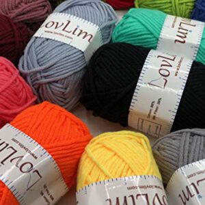 LovLim Crochet Yarn kit, 16 Soft Cotton Yarn Skeins,1000+ Yards, for Crochet and Knitting, Free Crochet/Amigurumi Patterns, Craft DK Yarn Perfect Starter Kit