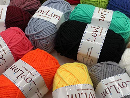 LovLim Crochet Yarn kit, 16 Soft Cotton Yarn Skeins,1000+ Yards, for Crochet and Knitting, Free Crochet/Amigurumi Patterns, Craft DK Yarn Perfect Starter Kit