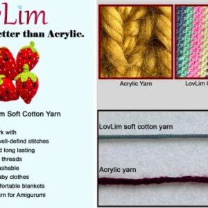 LovLim Crochet Yarn kit, 16 Soft Cotton Yarn Skeins,1000+ Yards, for Crochet and Knitting, Free Crochet/Amigurumi Patterns, Craft DK Yarn Perfect Starter Kit