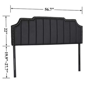 VECELO Faux Leather Upholstered Black Full Size Headboards, with Vertical Channel Tufting Bed Backboard